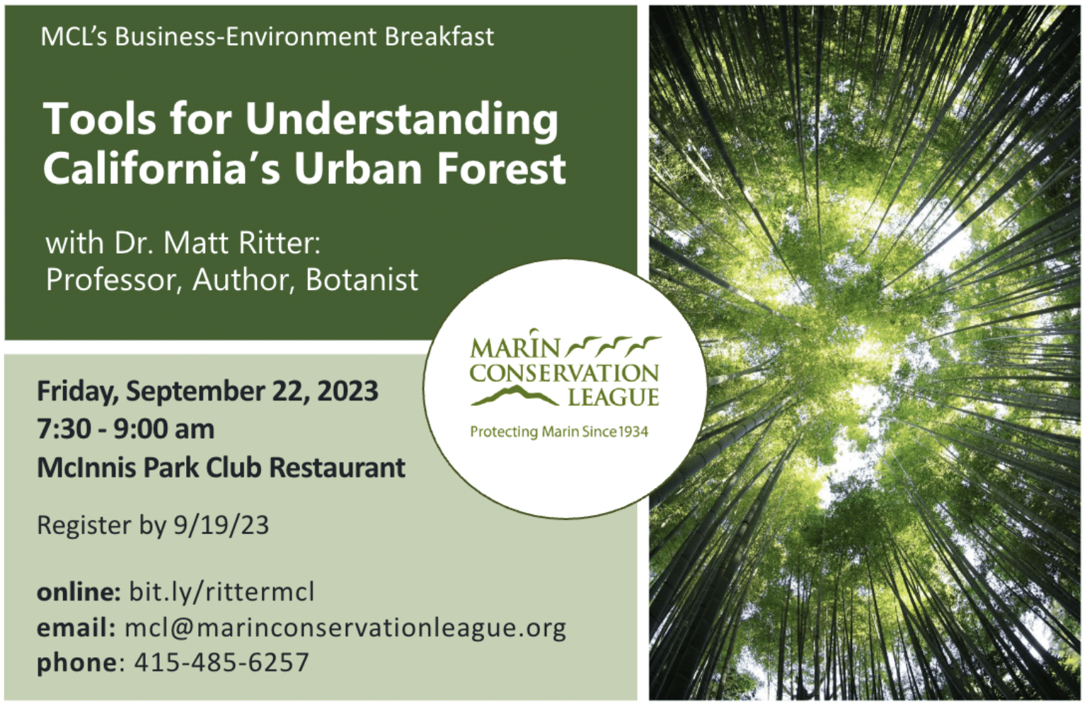 MCL Business Breakfast: Dr. Matt Ritter - Marin Conservation League